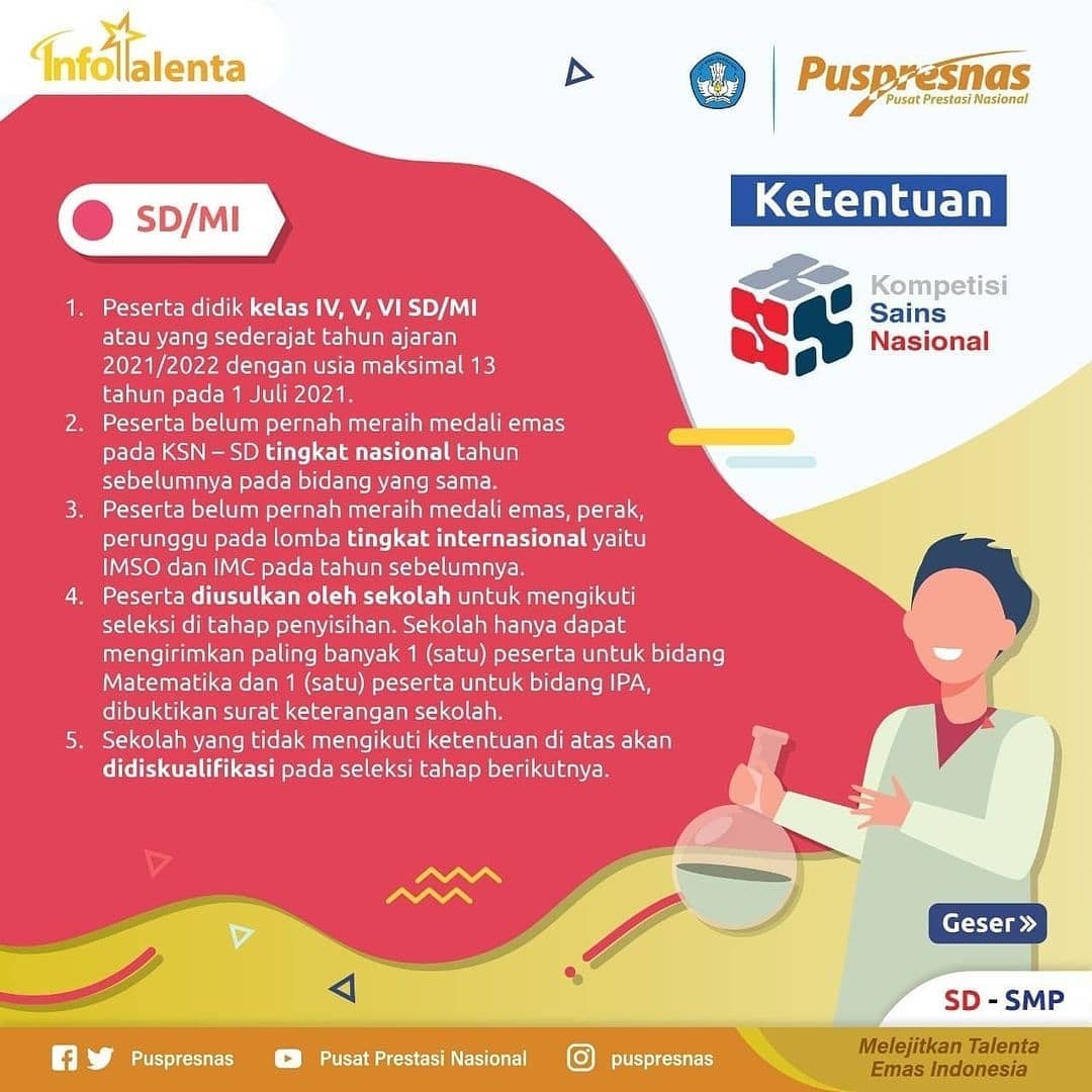 Pendaftaran Kompetisi Sains Nasional untuk SD dan SMP Telah Dibuka ...